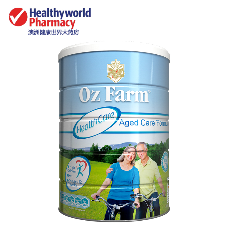 OZFARM澳滋 中老年人奶粉罐装 高钙无添加蔗糖 补充叶酸营养 成人牛奶粉 900g/罐_成人奶粉_健康世界大药房