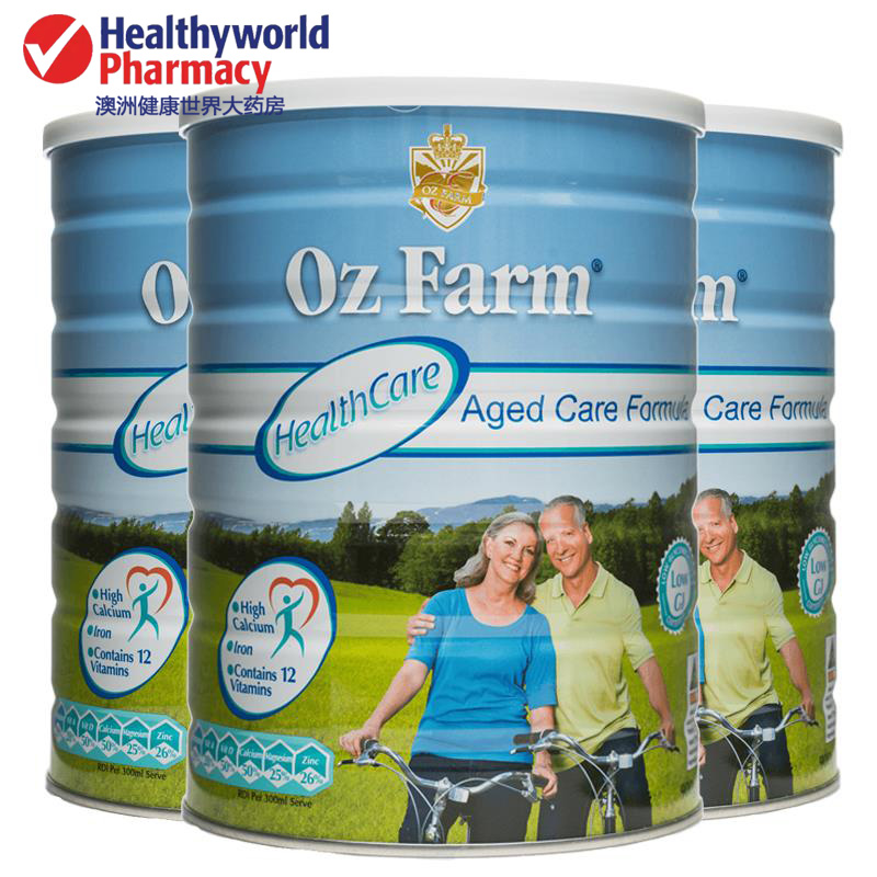 【2罐装】 OZFARM澳滋 中老年人奶粉罐装 高钙无添加蔗糖 补充叶酸营养 成人牛奶粉 900g/罐_成人奶粉_健康世界大药房